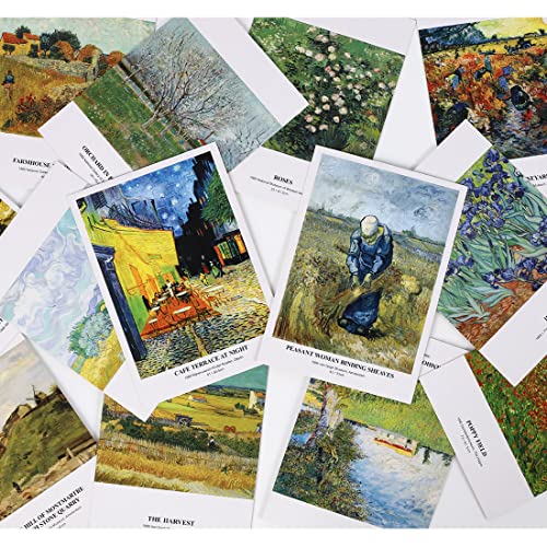 OUSBA Van Gogh Art Postcards - 30PCS Art Gift Invitation Post Cards Set Famous Painting Starry Night Sunflowers Famous Paintings Postcards for Chidren, Friends,Family, MXP01