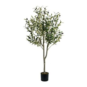 Olive Tree Artificial,4ft Faux Olive Tree, 48'' Fake Olive Tree with 576 Leaves Artificial Plant Indoor, Faux Olive Silk Tree in Pot, Artificial Olive Tree for Home Office Living Room Decor