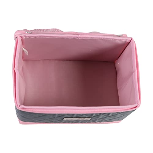 Everything Mary Collapsible Sewing Kit Organizer Box, Pink & Grey - Supplies Storage Basket for Supplies and Accessories - Organization for Thread, Needles, Notions & Scissors - Portable Craft Caddy