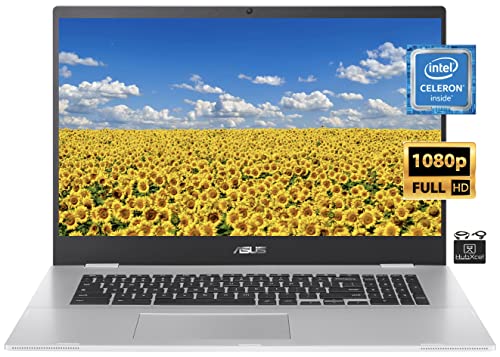 2022 Flagship ASUS Chromebook Light Laptop, 17.3" FHD 1080p Widescreen, Intel Celeron N4500 (Upto 2.8GHz), 4GB RAM, 32GB eMMC, Webcam, UHD Graphic, WiFi 6,17+ Hours Battery,Chrome OS +HubxcelAccessory