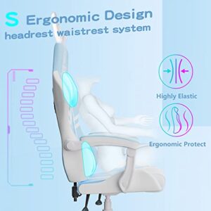 JOYFLY Kawaii Gaming Chair for Girls, Kawaii Computer Gamer Chair for Teens Adults Ergonomic PC Chair with High Back, Headrest, and Lumbar Support (Light Blue)