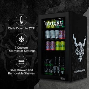 NewAir Beverage Refrigerator Cooler with 126 Can Capacity - Mini Bar Beer Fridge with Right Hinge Glass Door - Cools to 37F - Stone Brewing