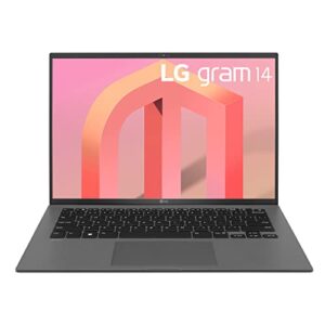 lg gram (2022) 14z90q ultra lightweight laptop, 14" (1920 x 1200) ips display, intel evo 12th gen i7 1260p processor, 16gb lpddr5, 512gb nvme ssd, fhd webcam, wifi 6e, thunderbolt 4, windows 11, gray