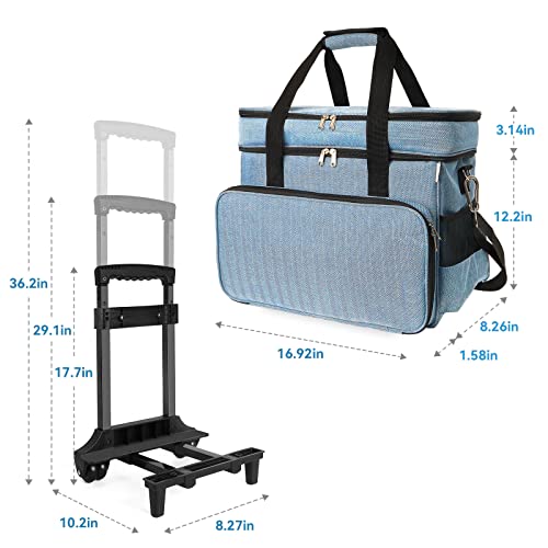 Lorzon Sewing Machine Case with Wheels, Rolling Sewing Machine Tote for Carrying, Fits for Most Machines