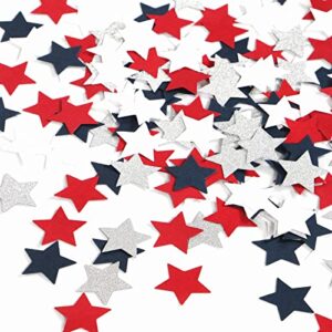 red-white blue-silver patriotic-decorations star confetti - 300pcs graduation 2023 4th fourth of july decorations  paper confetti olympics party decor men boys birthday table decor panduola