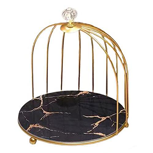 PINYUAN Iron Art Nordic Style Bird Cage Rack Lipstick Perfume Cosmetic Skin Care Product Storage Rack Finishing Table Rack (Black 1 Tier)