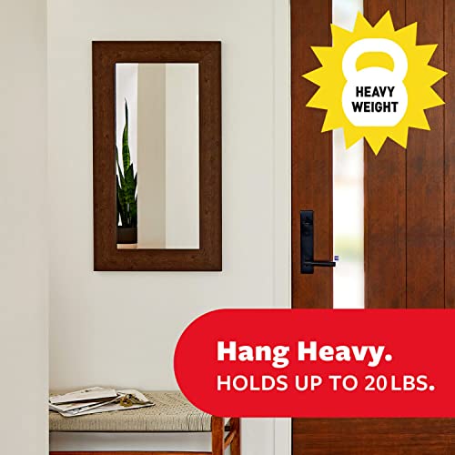 Command 20 Lb XL Heavyweight Picture Hanging Strips, Damage Free Hanging Picture Hangers, Heavy Duty Wall Hanging Strips for Living Spaces, 8 White Adhesive Strip Pairs