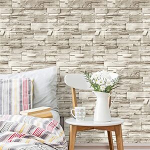 Jeweluck Stone Wallpaper Peel and Stick Wallpaper 17.7inch×78.7inch Stone Contact Paper Peel and Stick Backsplash for Kitchen Wallpaper Brick Wallpaper Self Adhesive Removable Decorative Wallpaper