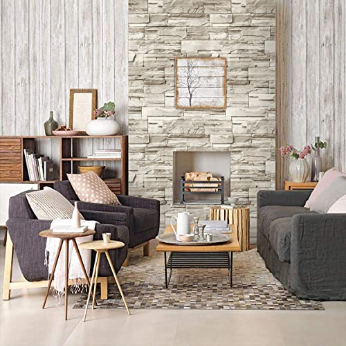 Jeweluck Stone Wallpaper Peel and Stick Wallpaper 17.7inch×78.7inch Stone Contact Paper Peel and Stick Backsplash for Kitchen Wallpaper Brick Wallpaper Self Adhesive Removable Decorative Wallpaper