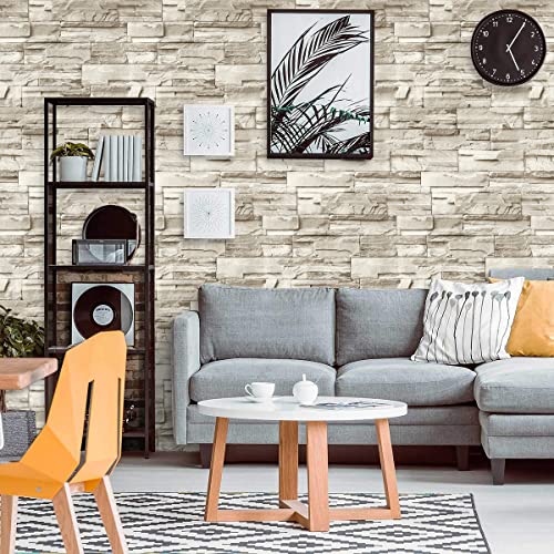 Jeweluck Stone Wallpaper Peel and Stick Wallpaper 17.7inch×78.7inch Stone Contact Paper Peel and Stick Backsplash for Kitchen Wallpaper Brick Wallpaper Self Adhesive Removable Decorative Wallpaper