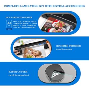 Laminator 9-inch Thermal Laminator with Laminating Sheets 10pcs, with Paper Cutter and Corner Rounder,with 2-Min Faster Preheat,Mini Personal Lamination Machine withr for Teacher Home…