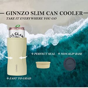 Ginnzo Slim Can Cooler - Double Walled Stainless Steel CanKoozie | 12 Oz Insulated Drink Holder for Tall Skinny Hard Seltzer/Beer/Soda/Energy Drinks (Sunlight)