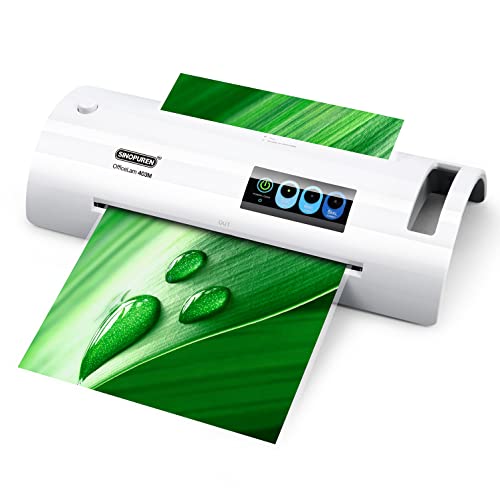 SINOPUREN Thermal Laminator Machine and Pouches Bundle, Never Jam Technology, 9inches Quick 1min Warm-up, 3mil 100pack*2, Letter Size