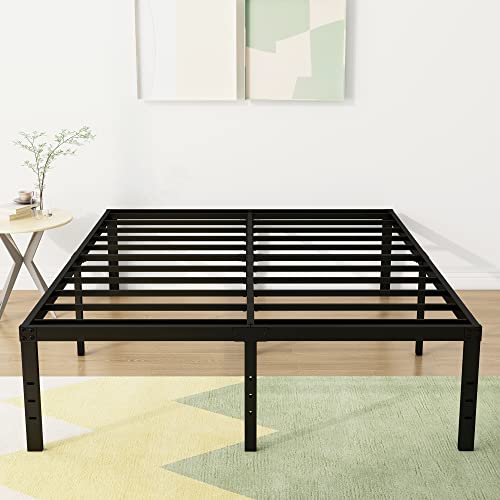 DiaOutro 18 Inch King Bed Frame Heavy Duty Metal Platform No Box Spring Needed, Maximum Storage, Easy Assembly, Noise Free, Black