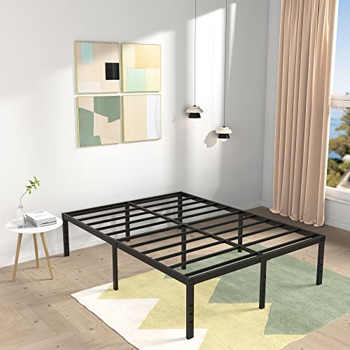 DiaOutro 18 Inch King Bed Frame Heavy Duty Metal Platform No Box Spring Needed, Maximum Storage, Easy Assembly, Noise Free, Black