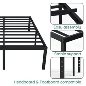 DiaOutro 18 Inch King Bed Frame Heavy Duty Metal Platform No Box Spring Needed, Maximum Storage, Easy Assembly, Noise Free, Black