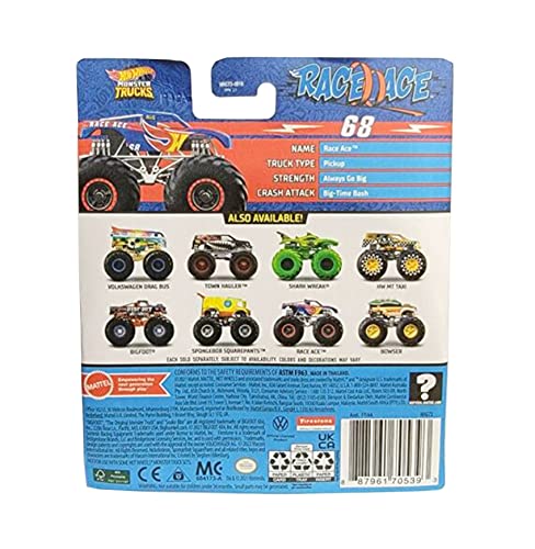 Hot Wheels HW Monster Trucks Race Ace Crash Legends 1:64 Scale