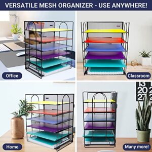 Desk Organizer with 6 Tiers, Paper Tray for Office Supplies, Letters, Billls, Folders, Files, Binders. Desk Organizers and Accessories for Home, Office, School. Office Organization with Style