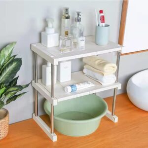 2-Tier Kitchen Counter Top and Cabinet Organizer Layered Shelf Detachable Partition Storage Rack for Kitchen, Cabinet, Bathroom (lake blue)