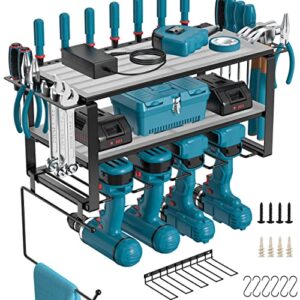 favbal power tool organizer storage rack heavy duty wall mounted floating shelf charging station for garage workshop holder for handheld & cordless drill tools perfect gifts for men father's day