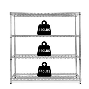 lesolar 4-tier storage shelving unit 70.8''x 17.7''x 61'' large heavy duty storage shelves metal storage rack standing storage shelf for kitchen restaurant warehouse hospital laboratory pharmacy