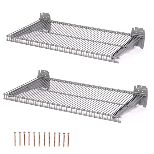 lesolar 2 Pack Wall Mounted Storage Shelf 12 x 24 inch Garage Storage Wall Shelves Metal Carbon Steel (Wall Hanging Suitable for General Lath Wall)