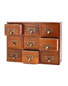 qwork desk drawer organizer, wooden vintage apothecary cabinet with 9 drawers, home office & tea & dresser bedroom organization and storage, traditional apothecary cabinet