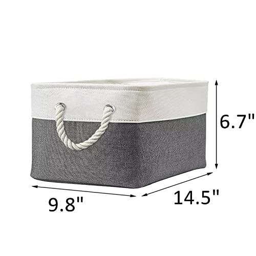 Instruban Storage Bin Cube Storage Basket for Storage and Organization Toy Clothes Books Home Collapsible Storage Basket with Handles -Grey and Tan