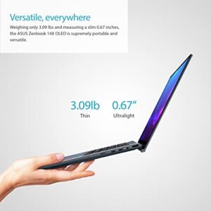 ASUS ZenBook 14X OLED Laptop, 14” 2.8K 16:10 Touch Display, Intel Core i7-1260P CPU, NVIDIA GeForce MX550, 16GB RAM, 512GB SSD, Windows 11 Home, Pine Grey, UX5400ZB-DB74T