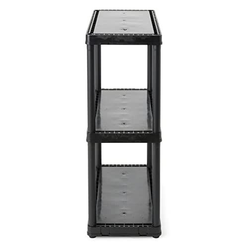 Gracious Living Light Duty 3 Tier Interlocking Storage Shelving Unit Organizers for Playrooms, Bedrooms, or Garage Spaces, Black (2 Pack)