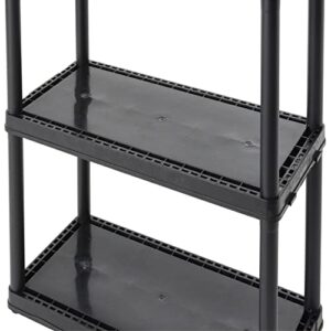 Gracious Living Light Duty 3 Tier Interlocking Storage Shelving Unit Organizers for Playrooms, Bedrooms, or Garage Spaces, Black (2 Pack)