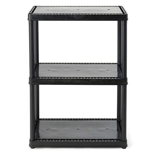 Gracious Living Light Duty 3 Tier Interlocking Storage Shelving Unit Organizers for Playrooms, Bedrooms, or Garage Spaces, Black (2 Pack)