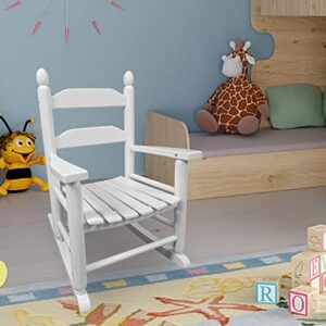 HomVent Kids Rocking Chair, Outdoor Kids' Rocking Chairs, Childs/Toddler/Childrens Porch Rocker Chair, Wooden Rocker for Ages 2-10 Living Room,Bedroom,Balconies, Porches,Children's Rooms (White)