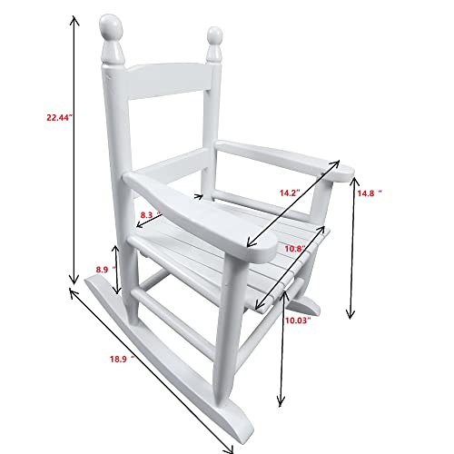 HomVent Kids Rocking Chair, Outdoor Kids' Rocking Chairs, Childs/Toddler/Childrens Porch Rocker Chair, Wooden Rocker for Ages 2-10 Living Room,Bedroom,Balconies, Porches,Children's Rooms (White)