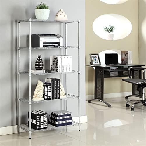 Doredo 5 Tier Wire Shelving Unit, Height Adjustable Wire Shelves, Metal Wire Rack Shelving for Laundry, Kitchen, Bathroom, Pantry, Closet (13.5" D x 29" W x 59" H, Silver)