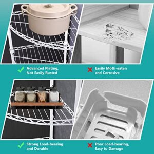 4 Tier Corner Wire Shelving Unit, Adjustable Wire Rack Shelving, Metal Wire Storage Shelves for Kitchen, Pantry, Laundry, Bathroom, Closet (12.6" D x 12.6" W x 32" H, White)