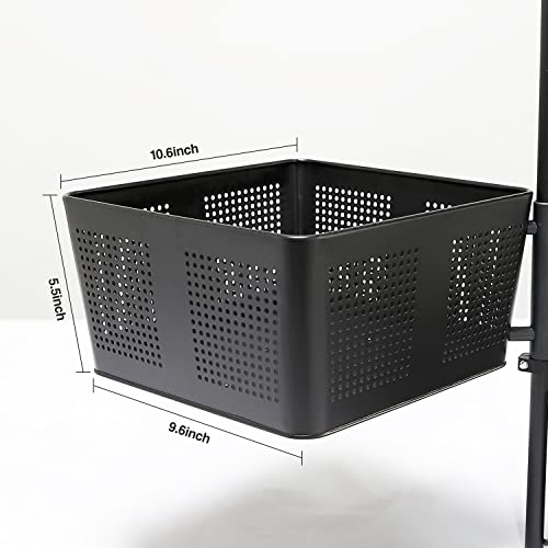 poplarbox Rotating Multi-Layer Kitchen Storage Shelf 360°Rotating Vegetable Rack Square Metal Baskets Black Storage Rack with Wheels Household Storage Baskets for Kitchen Living Room Bathroom