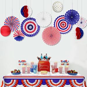 Patriotic Red Blue White Party Decorations for 4th July Independence Day Memorial Day Party Decorations Star Dot Stripe Birthday Wedding Baby Shower Party Hanging Decoration