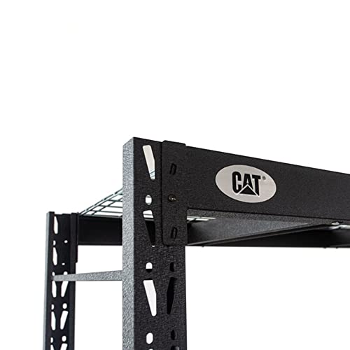 Cat 72 Inch x 48 Inch Industrial Heavy Duty 4 Tier Adjustable Steel Shelving Unit with Hammer Granite Finish, and 2000 Pound Weight Limit, Black