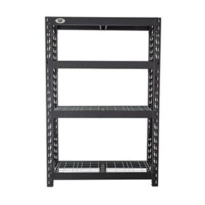 Cat 72 Inch x 48 Inch Industrial Heavy Duty 4 Tier Adjustable Steel Shelving Unit with Hammer Granite Finish, and 2000 Pound Weight Limit, Black