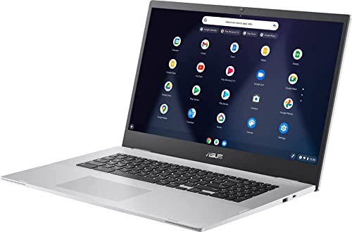 ASUS 2022 Newest Chromebook 17.3" FHD Laptop Computer, Intel Celeron N4500(Up to 2.8GHz), 4GB RAM, 320GB Space(64GB eMMC+256GB Card), WiFi, Bluetooth, Webcam, USB Type-C, Silver, Chrome OS+JVQ MP