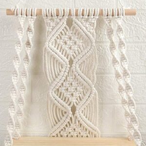 JnnRain Macrame Shelf Macrame Wall Hanging Shelf Beige Macrame Hanging Shelves White Macrame Wall Shelf Decor Plants Wall Shelf Home Decor