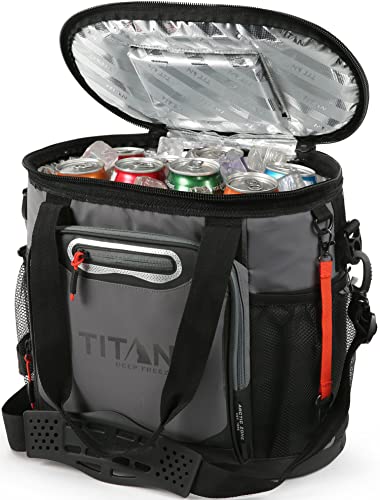 Arctic Zone Titan Deep Freeze 24 Can Insulated Bucket Tote Cooler, Sharkskin Gray