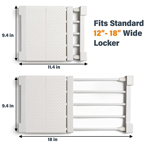 Kadamii Adjustable Locker Shelf, Extends to Fits Your School Locker, Tension Shelf for School Work Locker Partition, Locker Accessories White