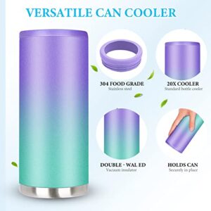 Slim Can Cooler, 12oz Skinny Can Cooler Insulated To Keep Your Drink Cold, Can Holder Sleeve for Slim Beers, Hard Seltzers, Beverages and Soda (Gradient Purple)