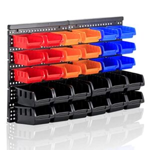 rivtun 4 colors wall mounted storage bins, parts rack, 30-bin organizer garage plastic shop tool storage rack, best unique tool gift for men, 2023 new