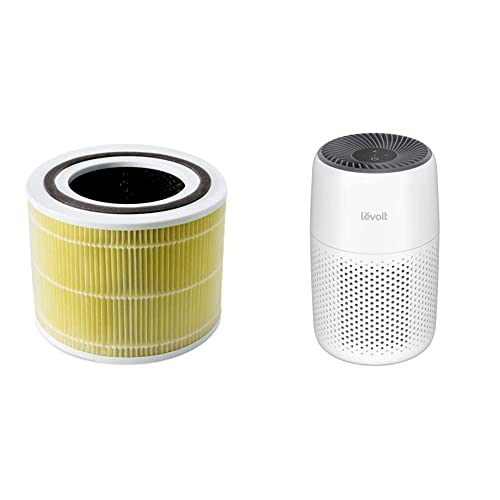 LEVOIT Air Purifier Pet Allergy Replacement Filter, 1 Pack, Yellow & Air Purifiers for Bedroom Home, HEPA Freshener Filter Small Room Cleaner, White