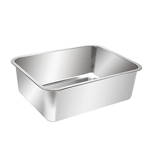 Kichwit Stainless Steel Litter Box for Cat, Non Stick Smooth Surface (17.5" L x 13.5" W x 6" H)