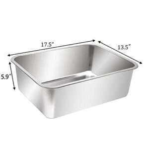 Kichwit Stainless Steel Litter Box for Cat, Non Stick Smooth Surface (17.5" L x 13.5" W x 6" H)