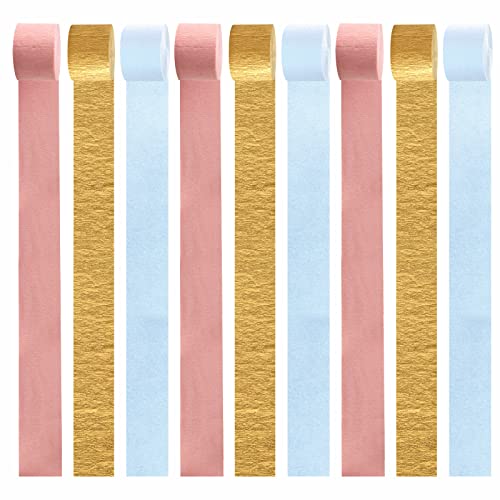 Pink-Blue Gender-Reveal Party-Decorations Streamers - 9 Rolls Wedding Bachelorette Engagement Crepe Tissue Paper Streamer Birthday Baby Bridal Shower Garland Decor Panduola